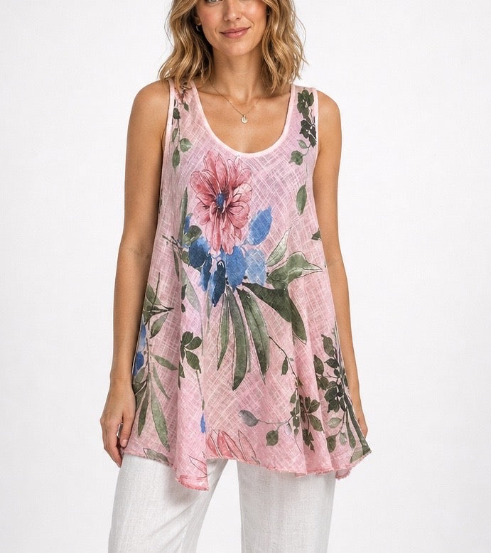 Floral Print Sleeveless Tunic – Zuppe Clothing